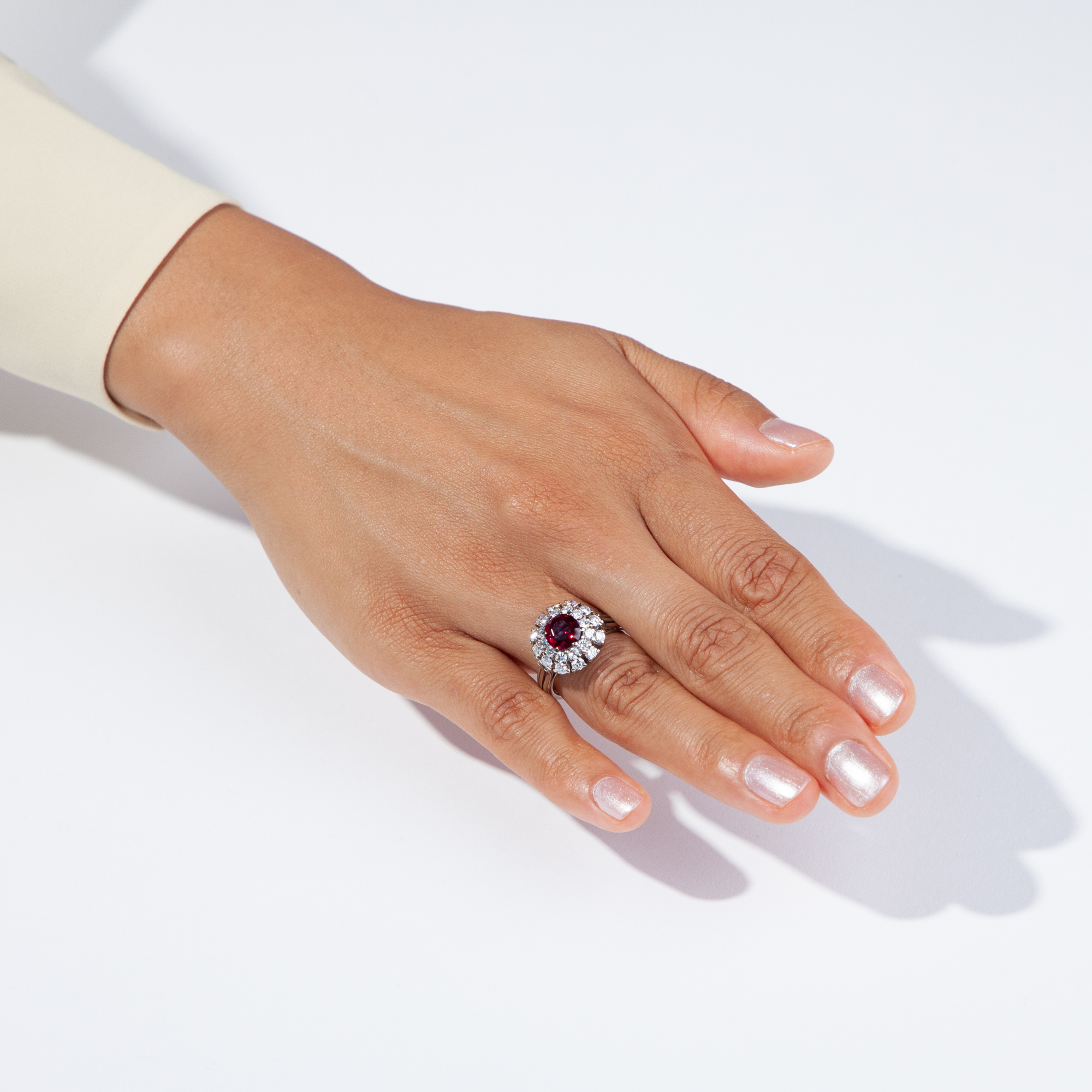 Ruby and diamond ring white gold store