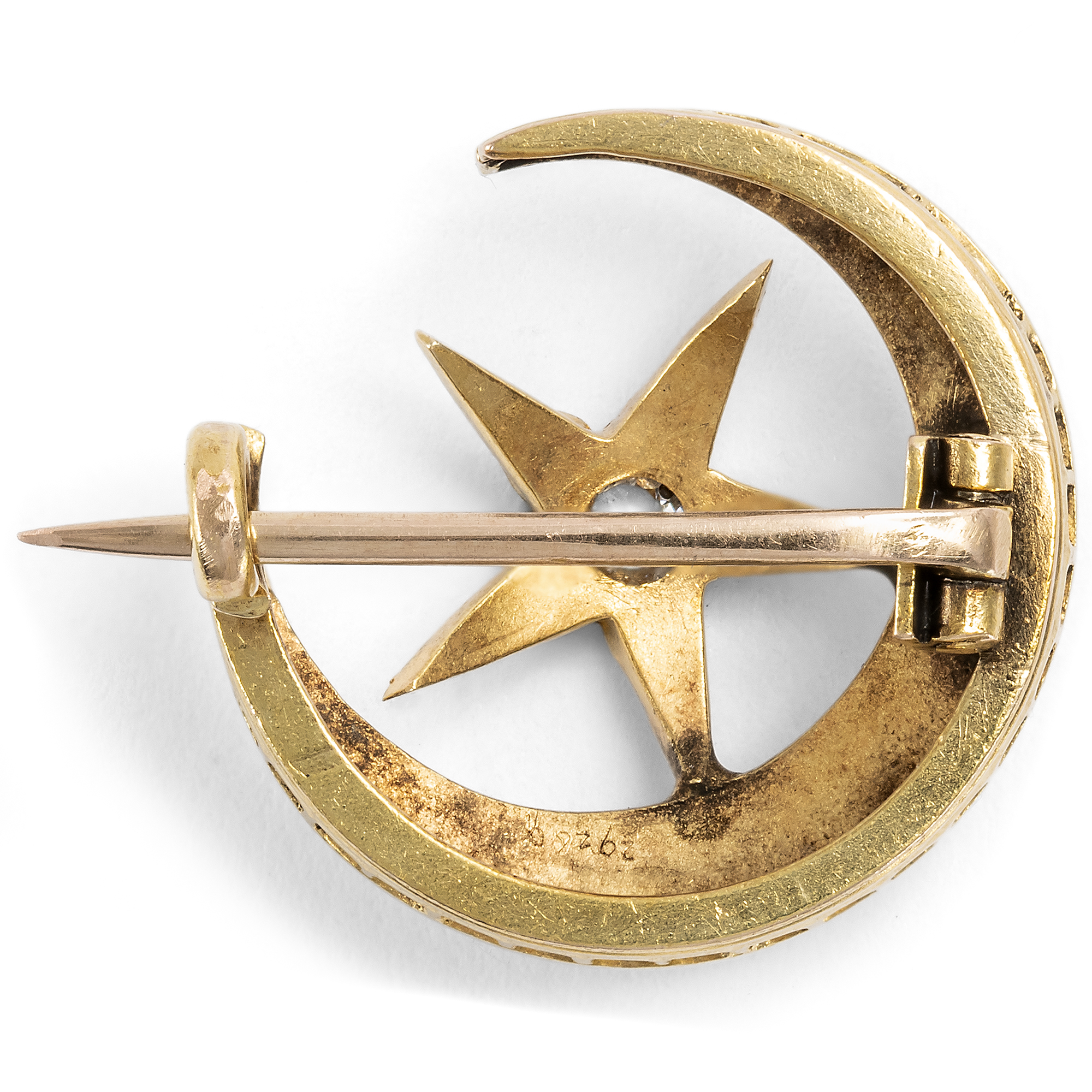 Wie aus 1001 Nacht • Himmlische Brosche mit Sichelmond & Stern aus ...