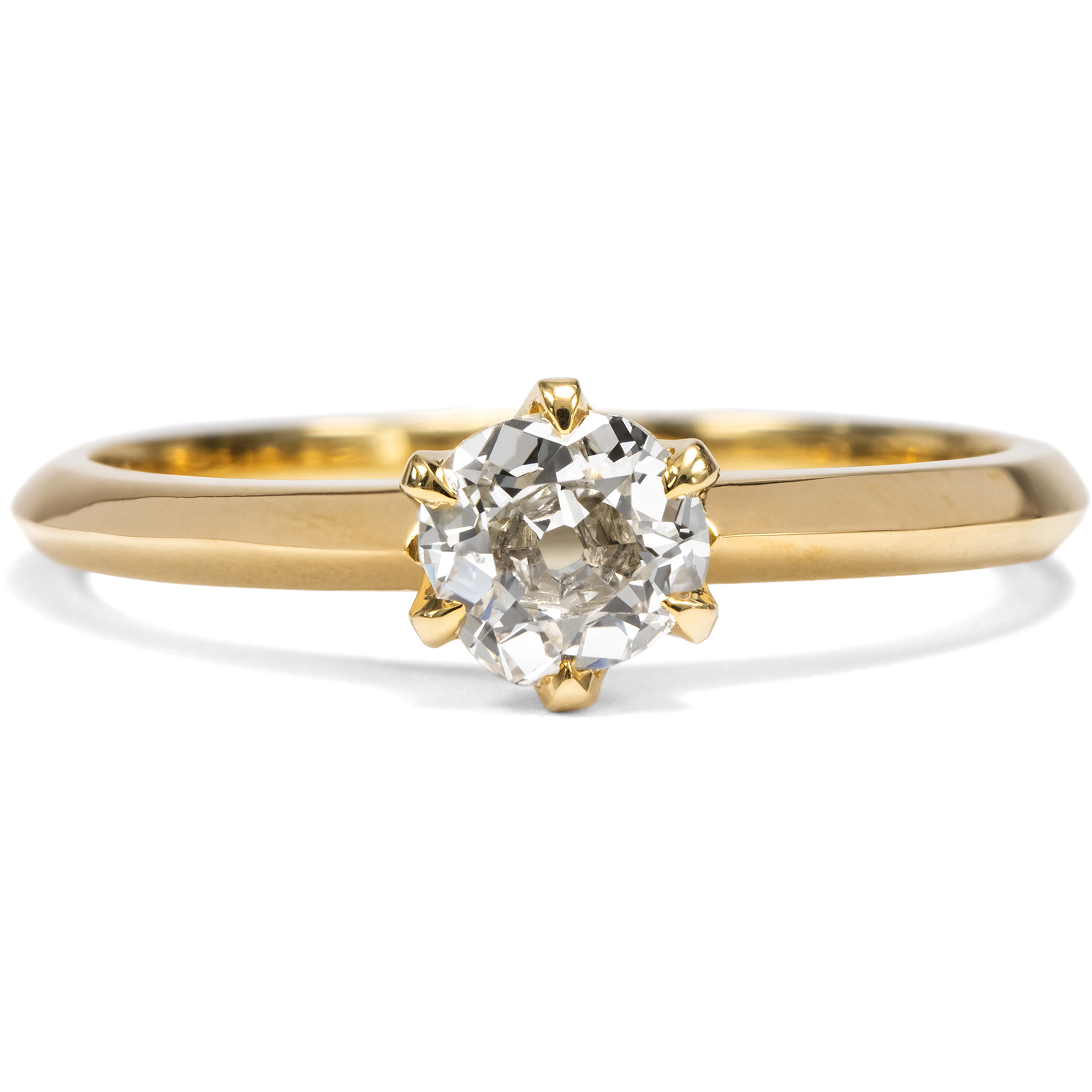 Liebesgruß mit Funkelkissen • Verlobungsring mit 0,52 ct „Old Mine Cut ...